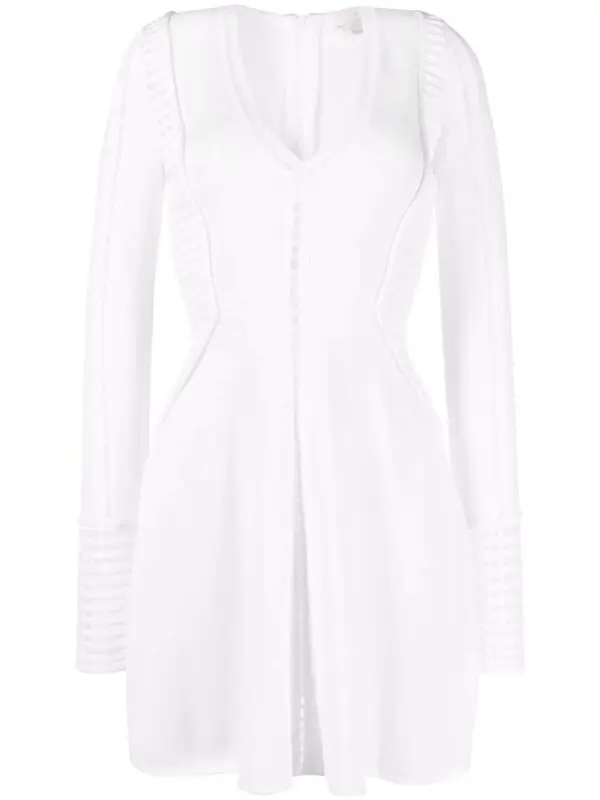 GENNY V-neck Perforated Detail Dress