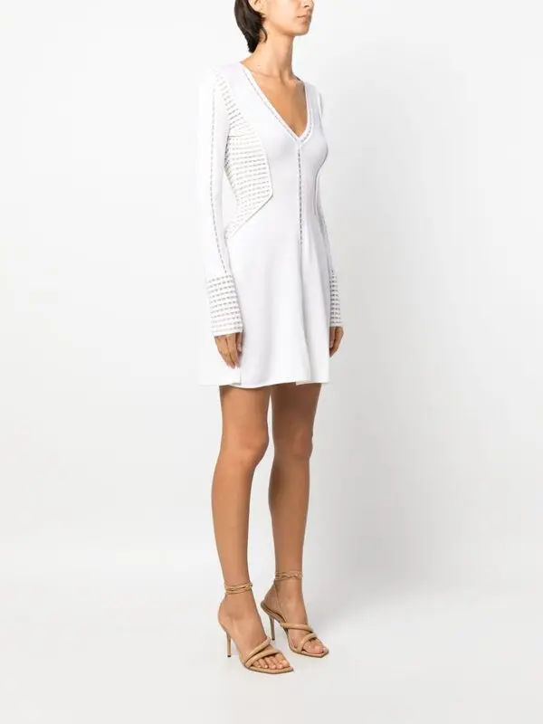 GENNY V-neck Perforated Detail Dress