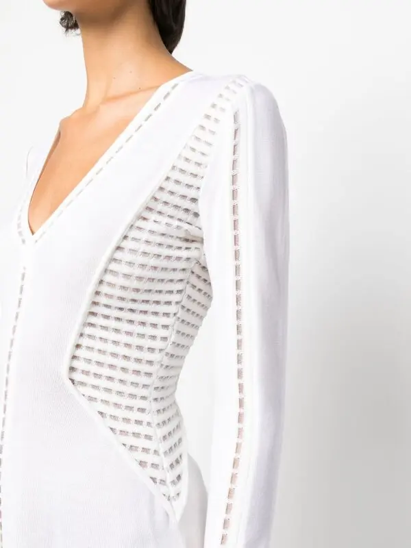 GENNY V-neck Perforated Detail Dress