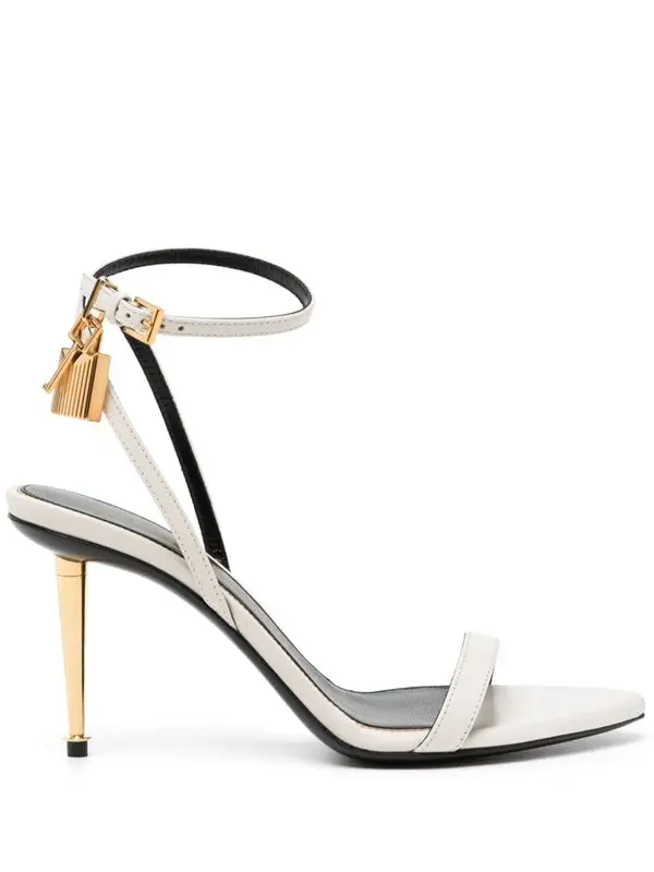 TOM FORD Padlock 85mm Leather Sandals - White