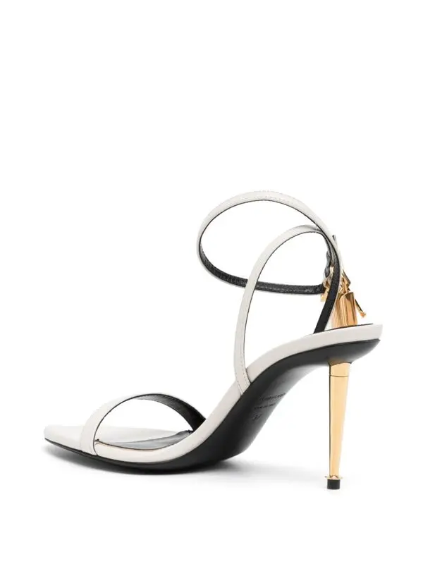 TOM FORD Padlock 85mm Leather Sandals - White