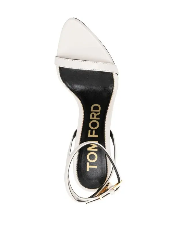 TOM FORD Padlock 85mm Leather Sandals - White
