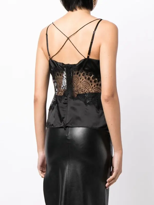 TOM FORD Lace-detail Sleeveless Satin Top