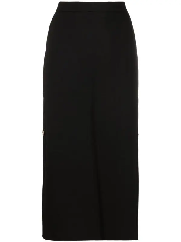 Pinko Logo-engraved Button High-waisted Midi Skirt