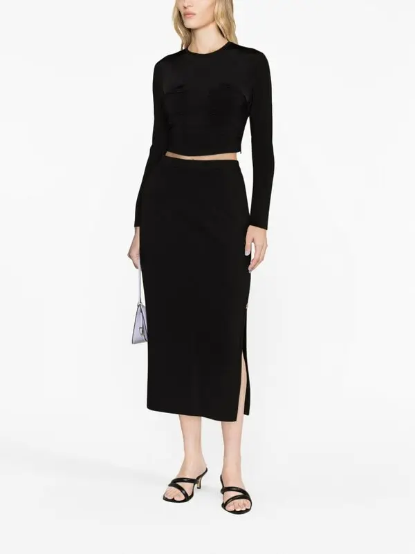 Pinko Logo-engraved Button High-waisted Midi Skirt
