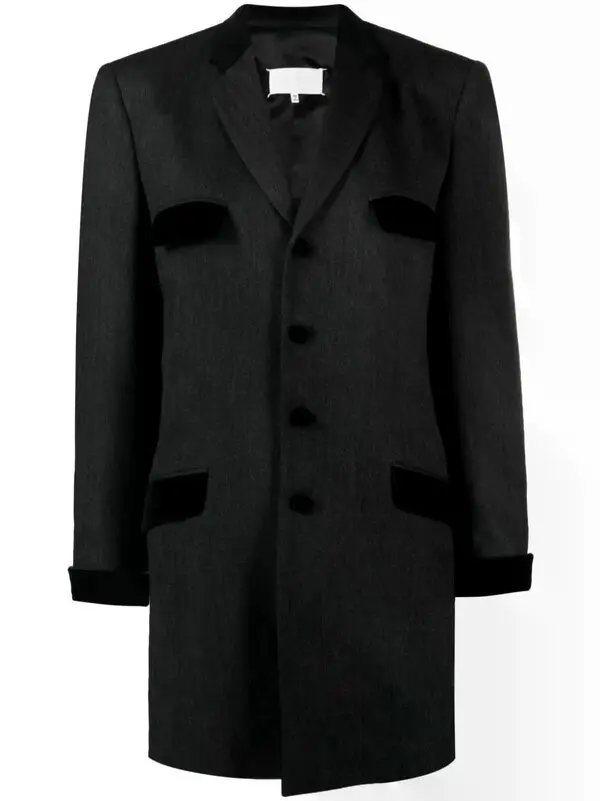 MAISON MARGIELA Velvet-trim Wool Single-breasted Coat