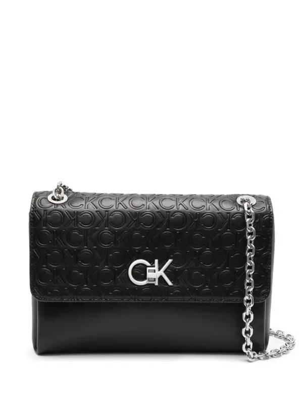 Calvin Klein Logo Debossed Faux Leather Shoulder Bag