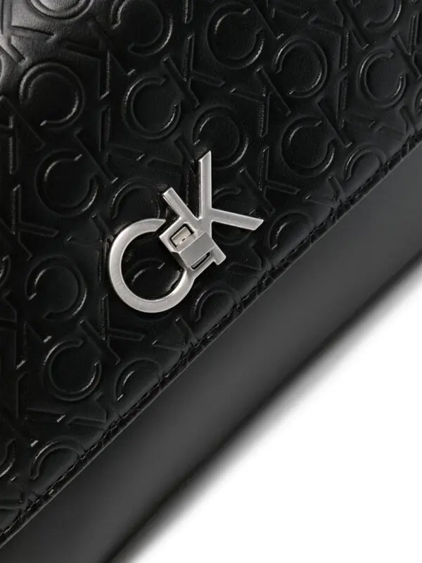 Calvin Klein Logo Debossed Faux Leather Shoulder Bag