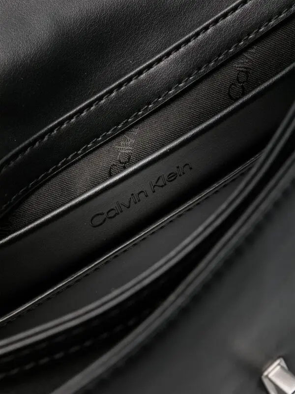 Calvin Klein Logo Debossed Faux Leather Shoulder Bag