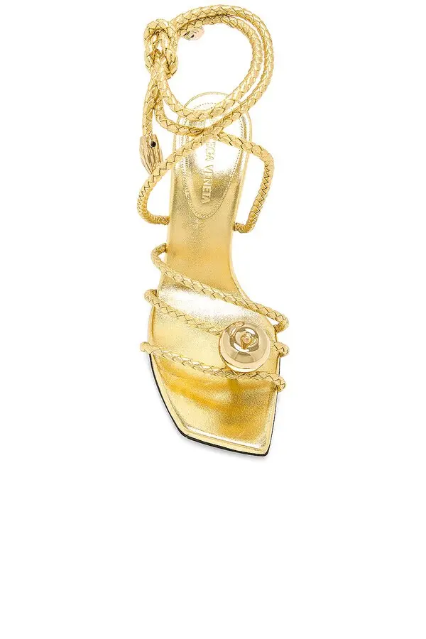 Bottega Veneta Adam Lace Up Sandal - Gold