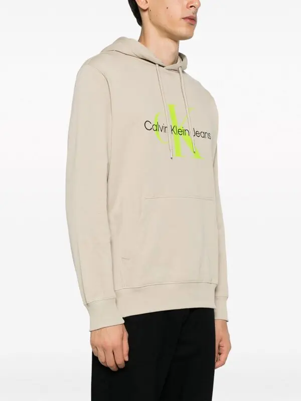 Calvin Klein Logo-print Cotton Hoodie - Neutrals
