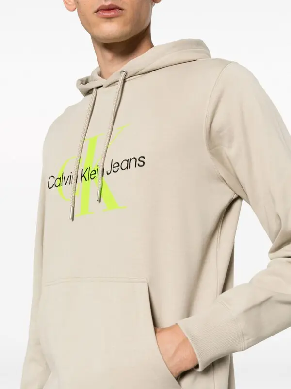 Calvin Klein Logo-print Cotton Hoodie - Neutrals