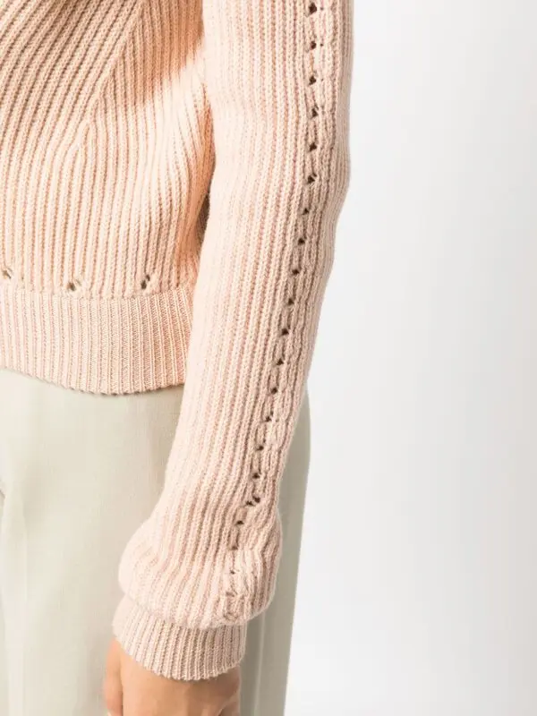 GENNY Logo-charm Ribbed-knit Jumper