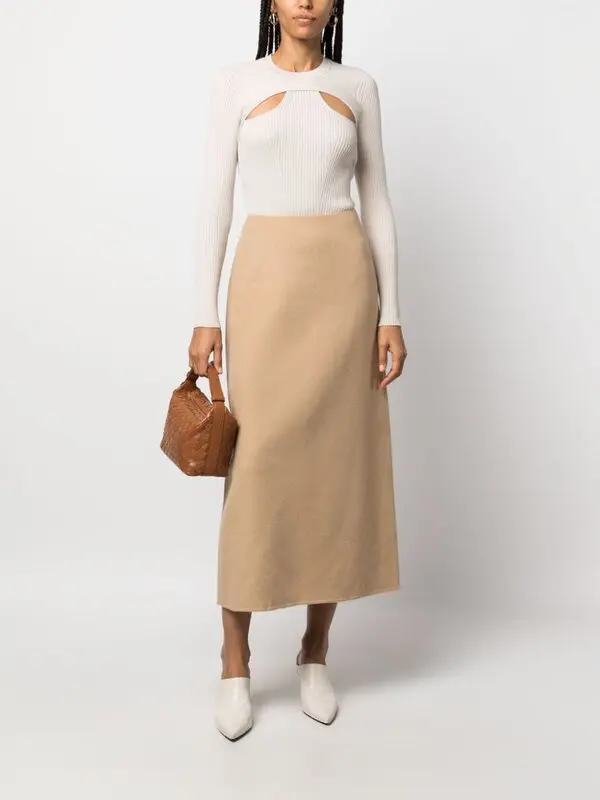 BY MALENE BIRGER Palomie Wool Midi Skirt - Neutrals