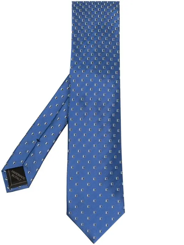 Brioni Geometric-pattern Silk Tie - Blue