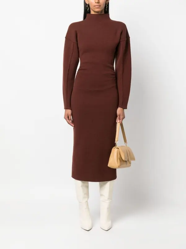 DESTREE Jadé Exposed-seam Midi Dress - Brown