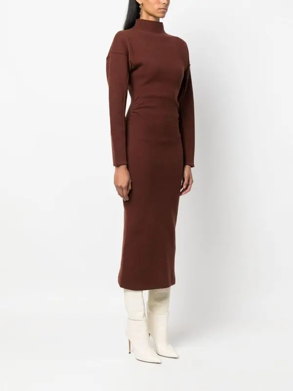 DESTREE Jadé Exposed-seam Midi Dress - Brown