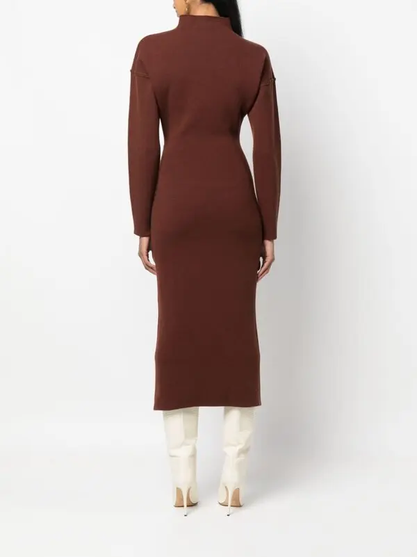 DESTREE Jadé Exposed-seam Midi Dress - Brown