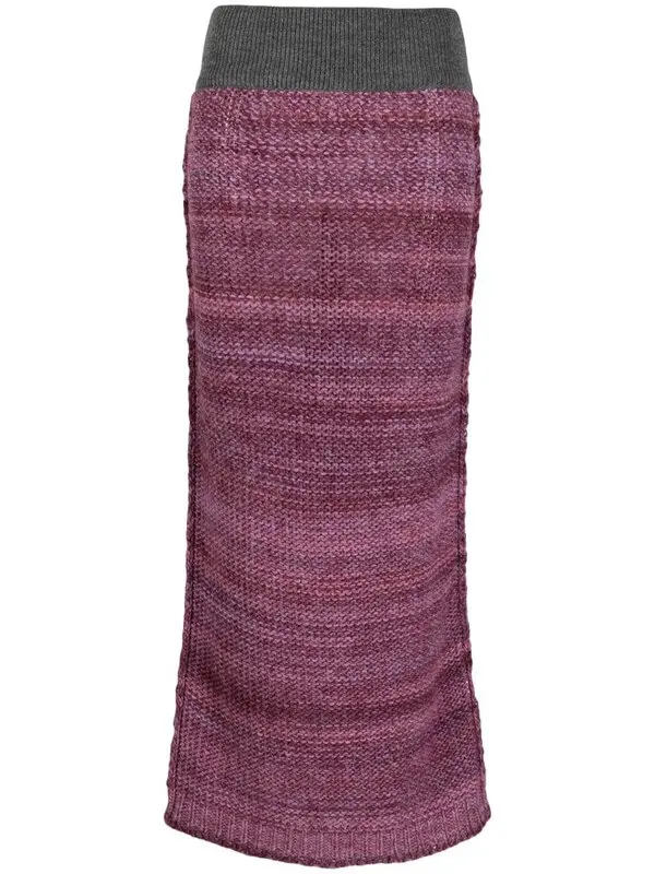 DESTREE Lynette Mélange-knit Midi Skirt - Purple