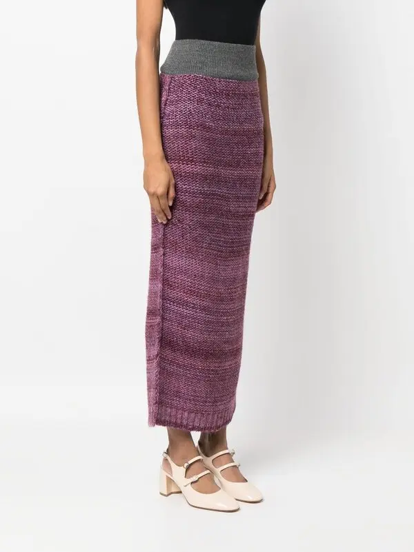 DESTREE Lynette Mélange-knit Midi Skirt - Purple