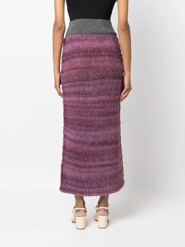 DESTREE Lynette Mélange-knit Midi Skirt - Purple