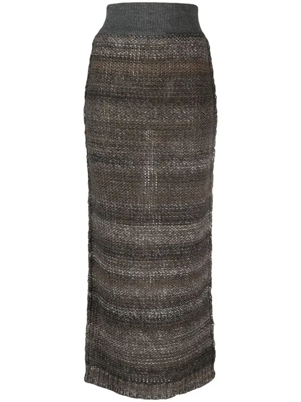 DESTREE Lynette Knitted Midi Skirt - Brown