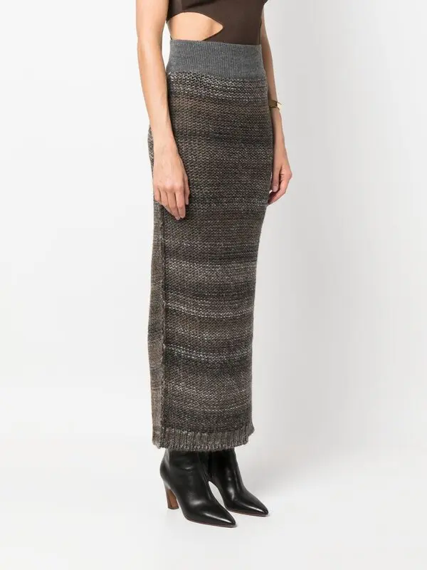 DESTREE Lynette Knitted Midi Skirt - Brown
