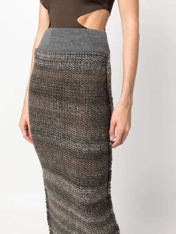 DESTREE Lynette Knitted Midi Skirt - Brown