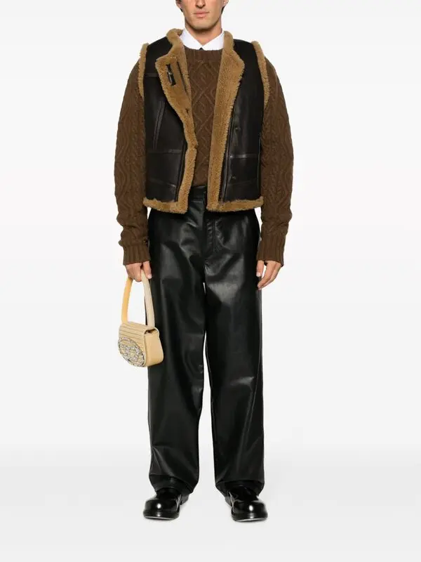 Gcds Wide-leg Leather Trousers