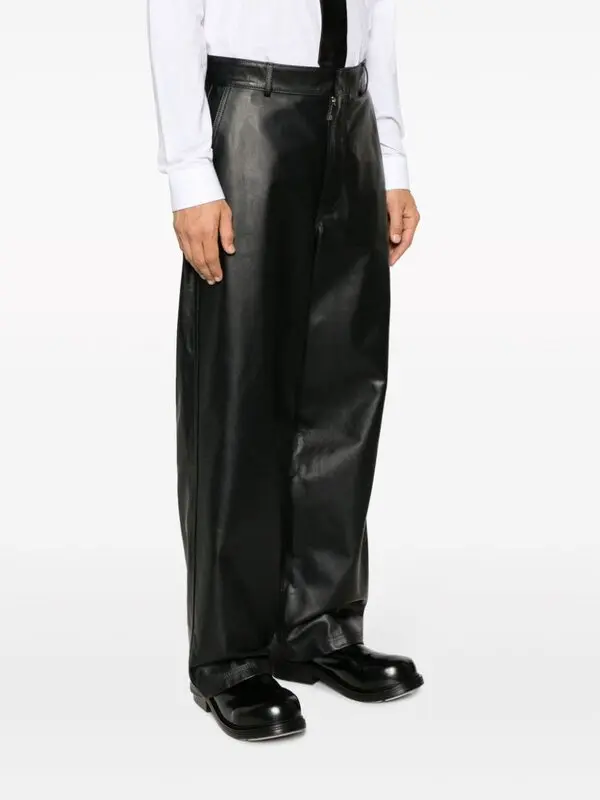 Gcds Wide-leg Leather Trousers