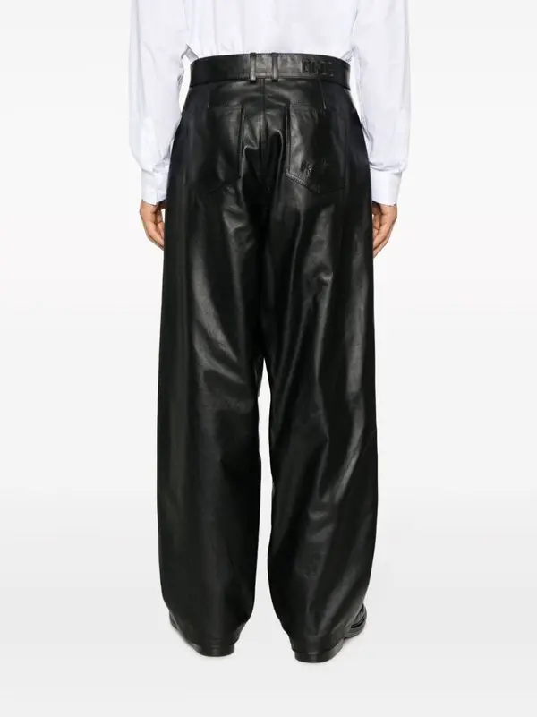 Gcds Wide-leg Leather Trousers