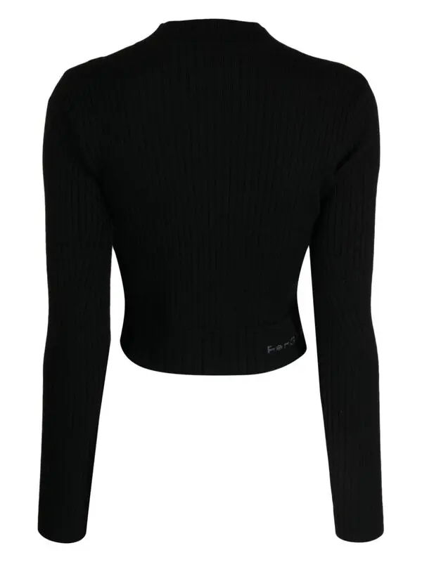 FENG CHEN WANG Asymmetric Ribbed-knit Jumper - Black
