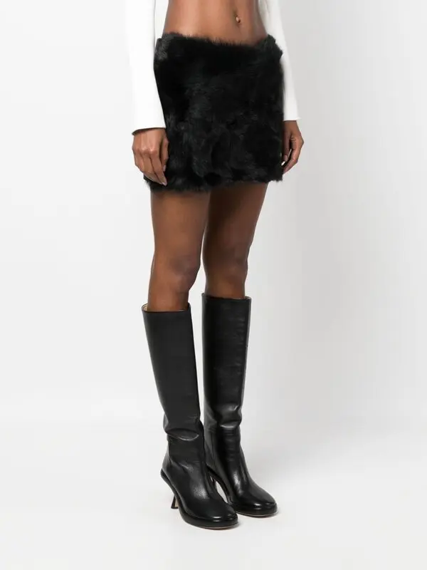David Koma Fleece-texture Leather Miniskirt