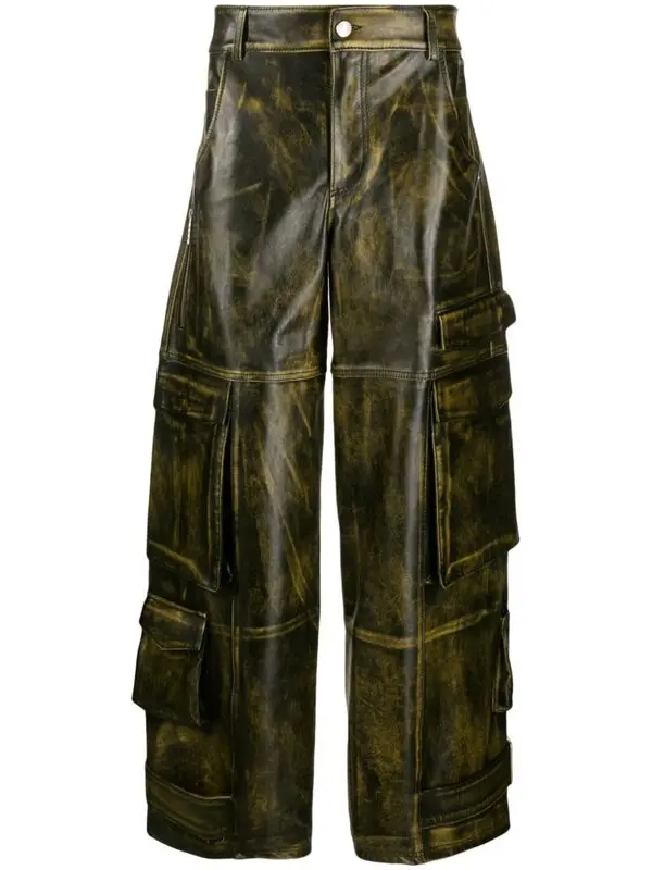 Gcds Rub-off Ultracargo Leather Trousers