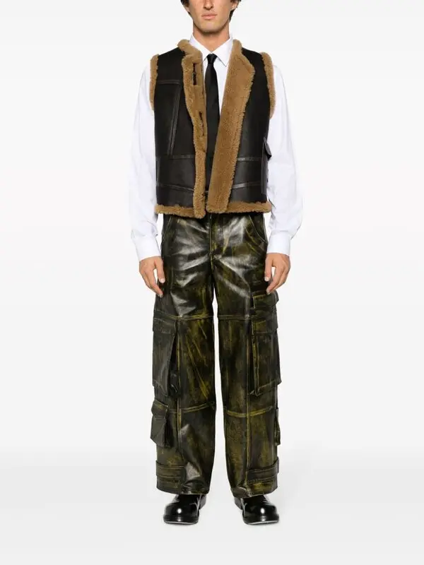 Gcds Rub-off Ultracargo Leather Trousers