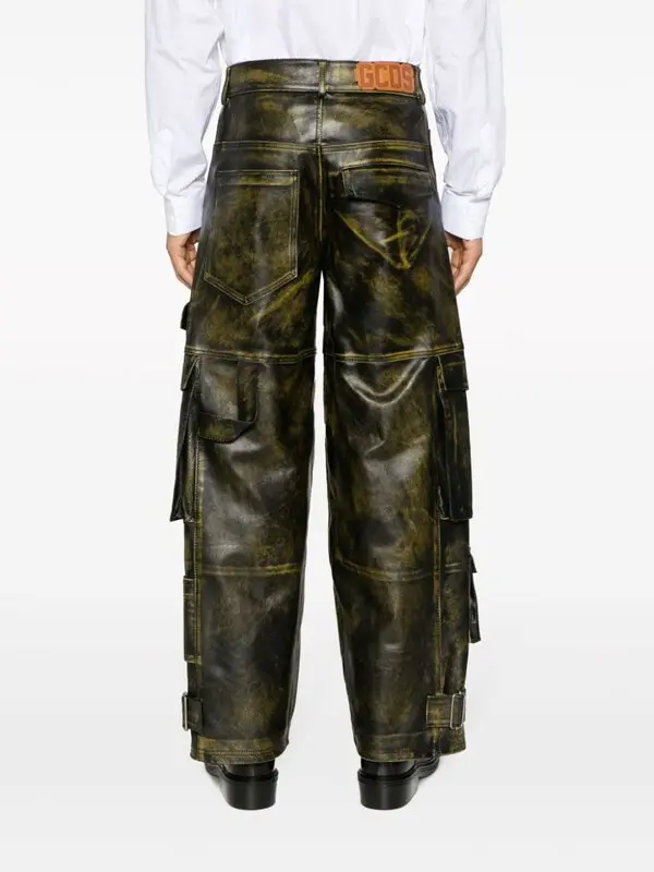 Gcds Rub-off Ultracargo Leather Trousers