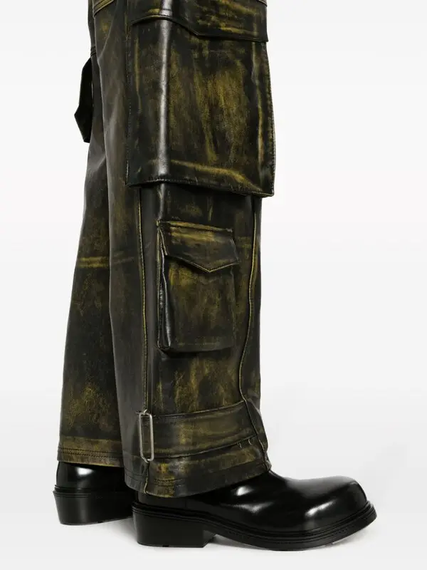 Gcds Rub-off Ultracargo Leather Trousers