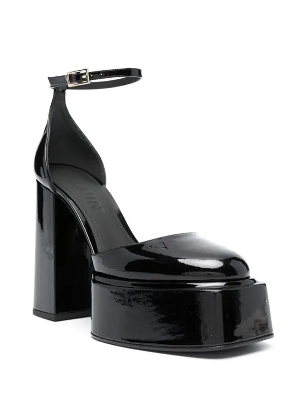 3JUIN Platform Leather Pumps - Black