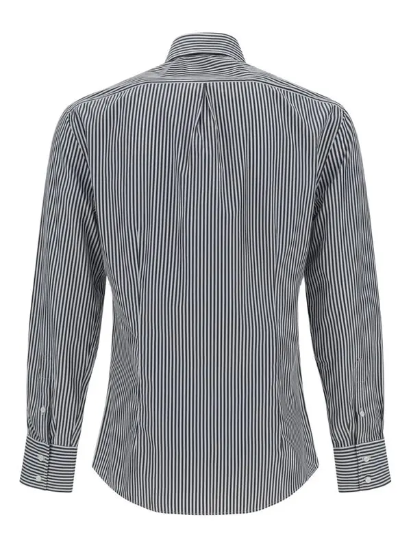 Brunello Cucinelli Stripe-print Cotton Shirt - Blue