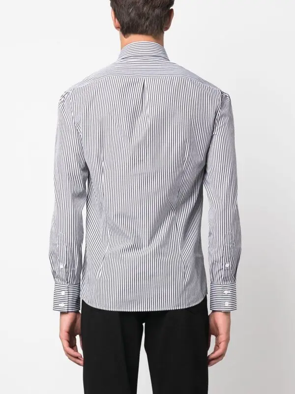Brunello Cucinelli Stripe-print Cotton Shirt - Blue