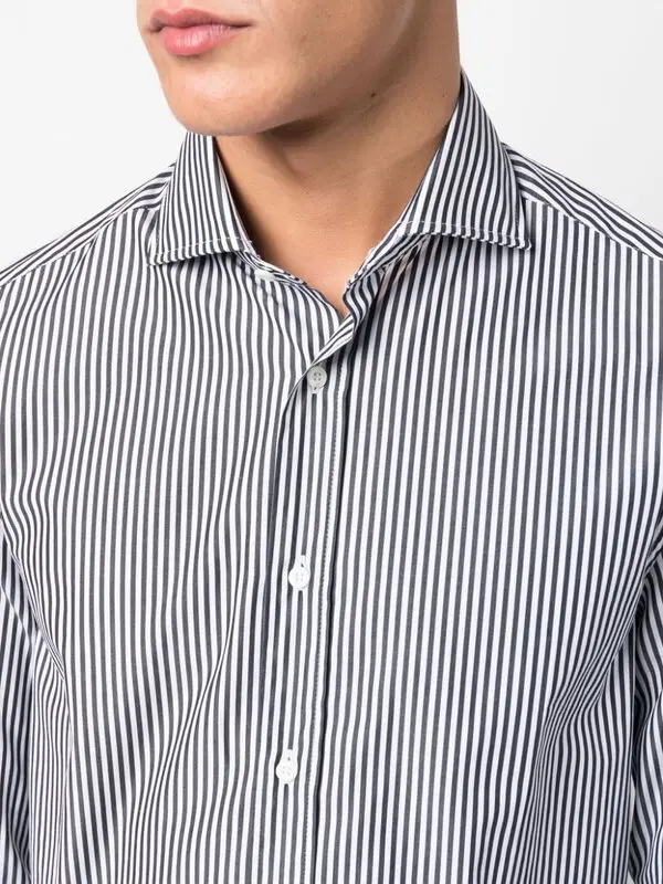 Brunello Cucinelli Stripe-print Cotton Shirt - Blue