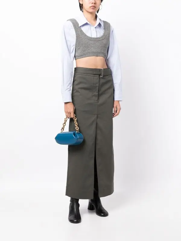 SA SU PHI Belted Cotton Straight Skirt