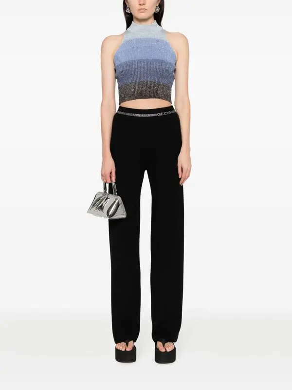Gcds Degradé Ribbed-knit Cropped Top - Blue