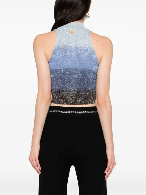 Gcds Degradé Ribbed-knit Cropped Top - Blue