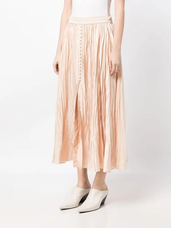 Simkhai Crinkled Pleated Midi Skirt