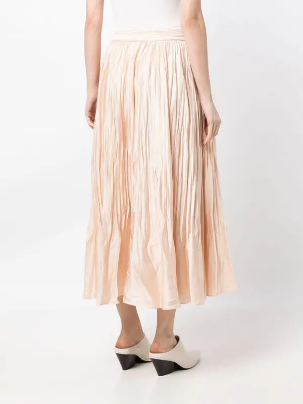 Simkhai Crinkled Pleated Midi Skirt