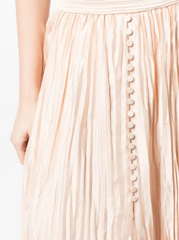 Simkhai Crinkled Pleated Midi Skirt