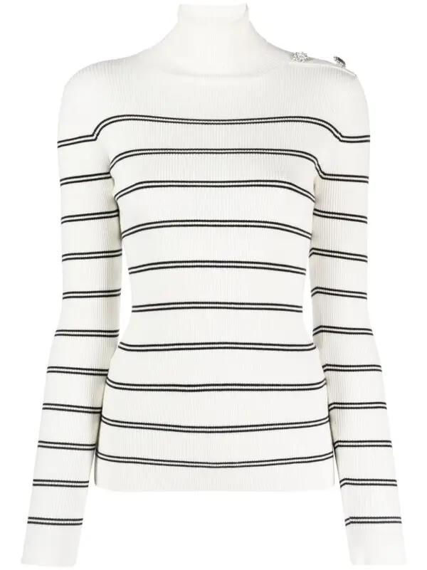 Liu Jo Striped Ribbed-knit Jumper - White