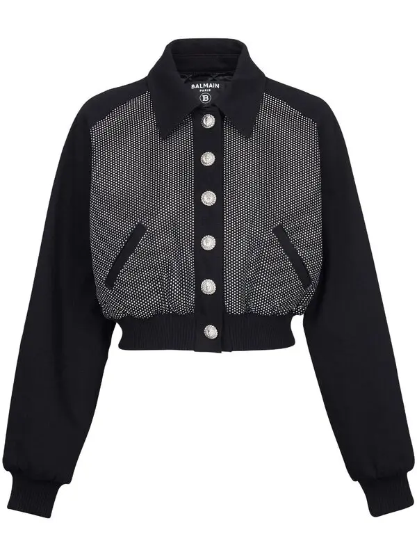 Balmain Logo-embellished Cropped Jacket - Black