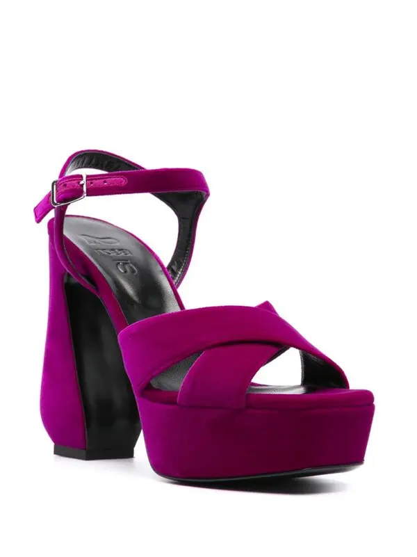 SERGIO ROSSI 140mm Velvet Platform Sandals - Purple